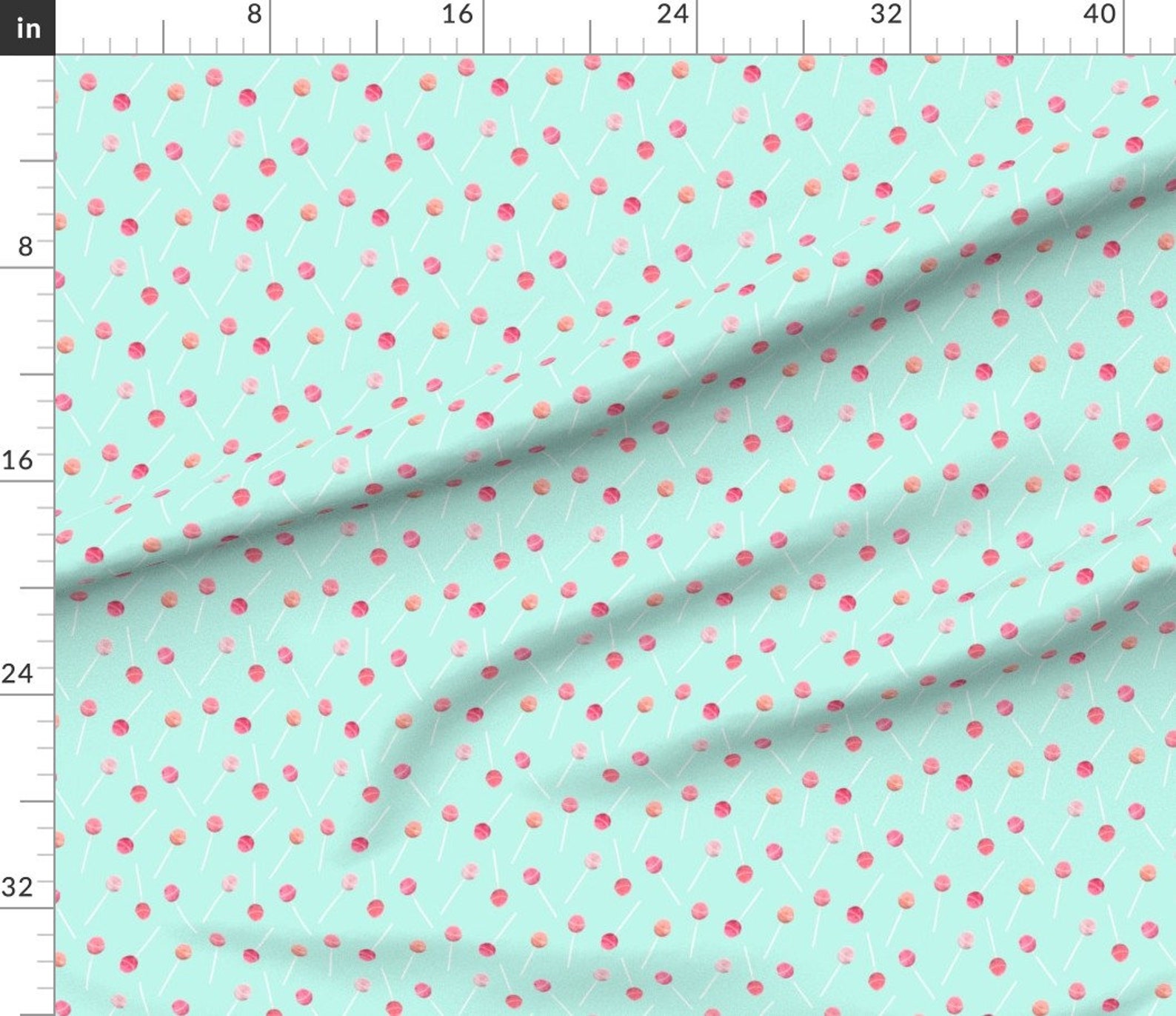 Lolli Fabric Lollipop Pink on Mint by Littlearrowdesign - Etsy