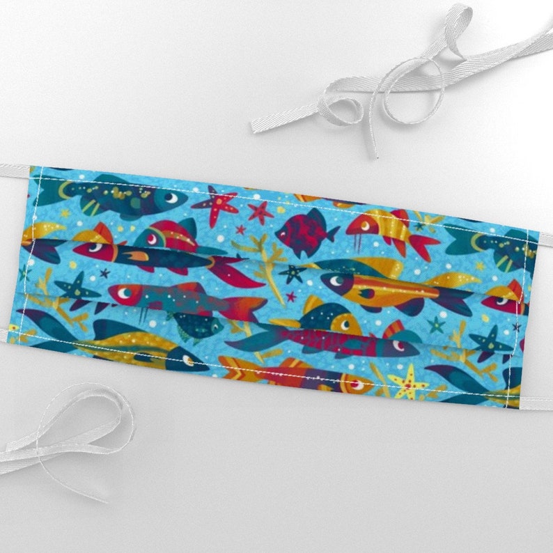 Aquatic Animals Fabric One Fish Two Fish Lots of Fish by - Etsy
