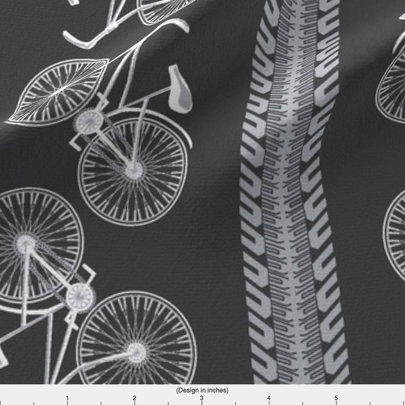 Bike Stripes Fabric I Want To Ride My Bicycle Xgray By | Etsy