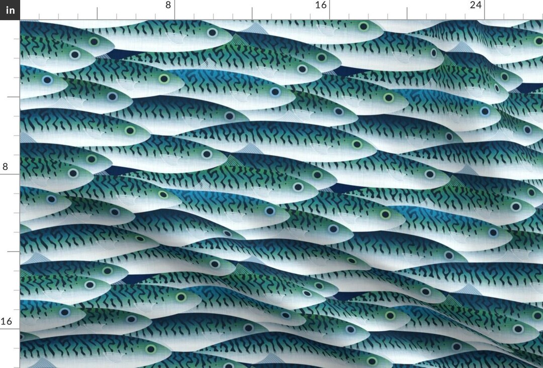 Fish Fabric - Sea by Spellstone - Ocean Sea Marine Life Fish Modern ...