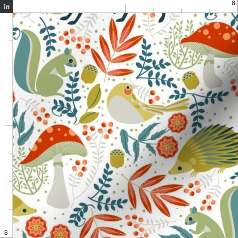 Rustic Fall Fabric Autumn Forest Harvest Red Green by - Etsy