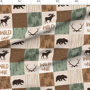 Hunting Fabric - Wild One Quilt Bear Moose Deer Antlers by ...