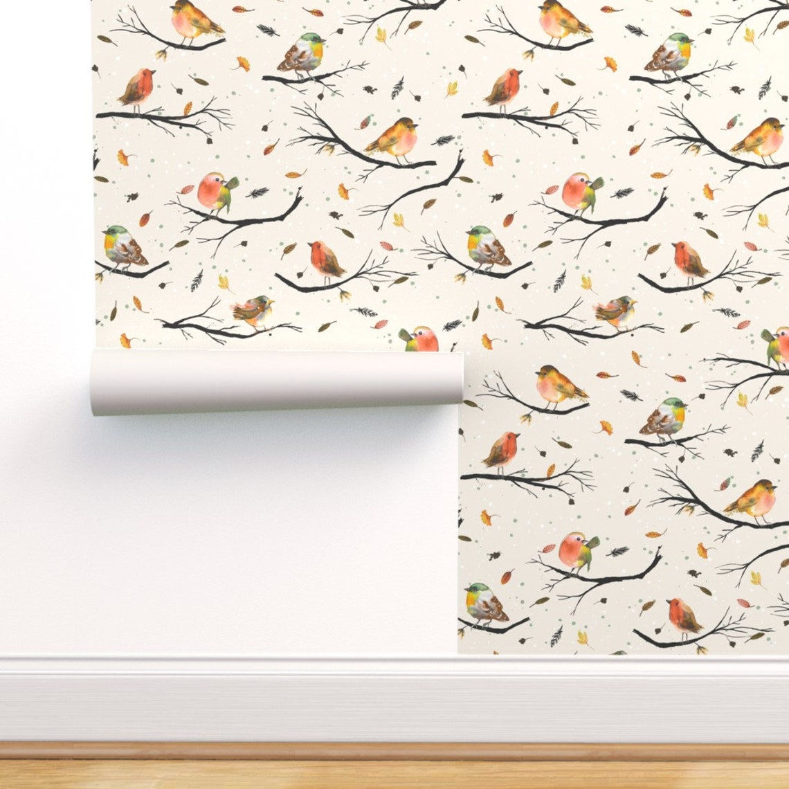 Bird Wallpaper Bird Branches Autumn By Ninola-Design Fall | Etsy
