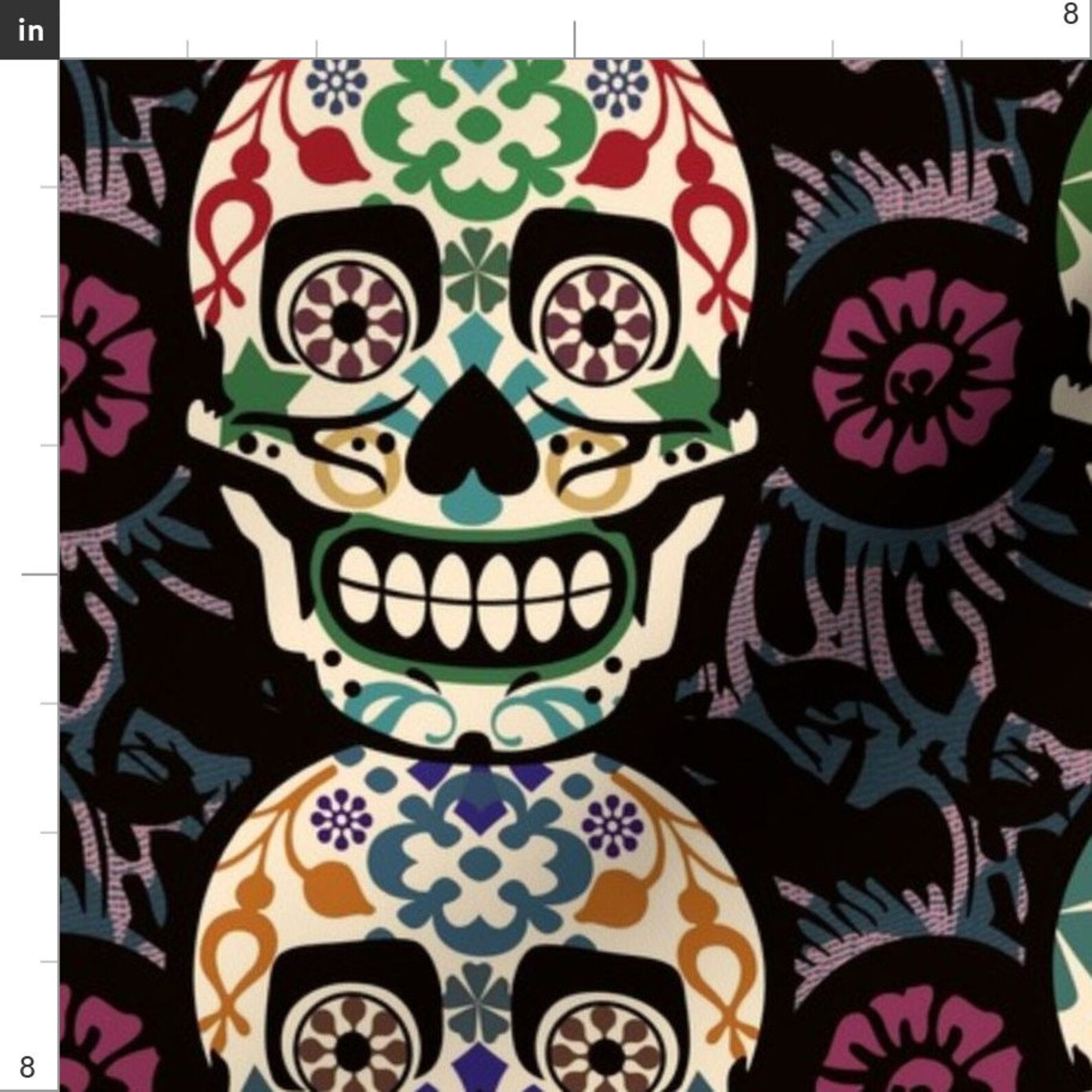 Colorful Calaveras Fabric Sweet and Happy Calaveras by - Etsy