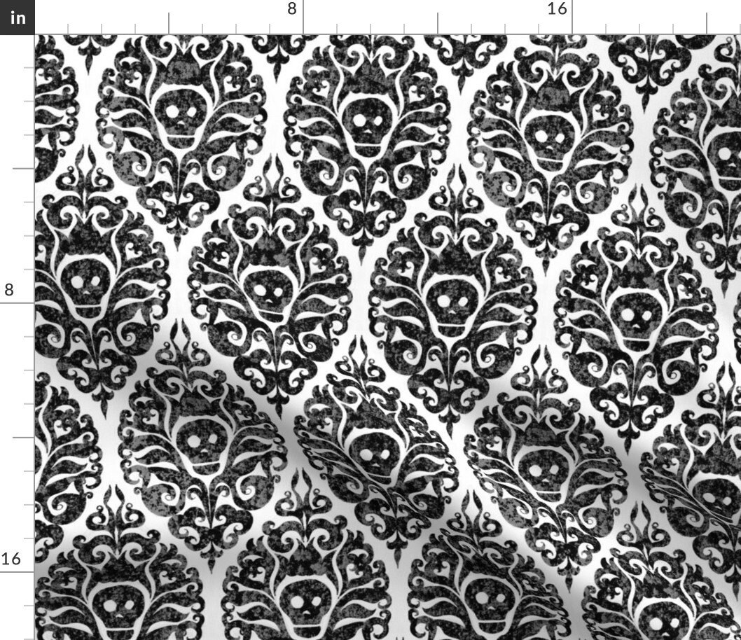 Skull Damask Fabric Spooky Damask Decay by Pattysloniger - Etsy