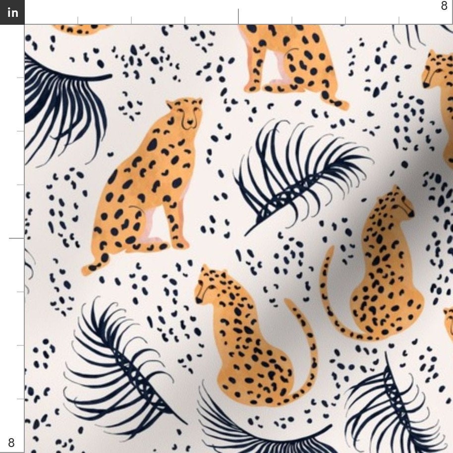 Cheetah Fabric Cheeta by Lidiebug Safari Leaves and Dots | Etsy
