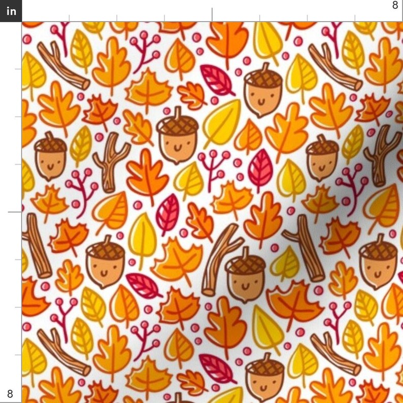 Woodland Acorns Fabric Autumn Pattern by Stolenpencil - Etsy