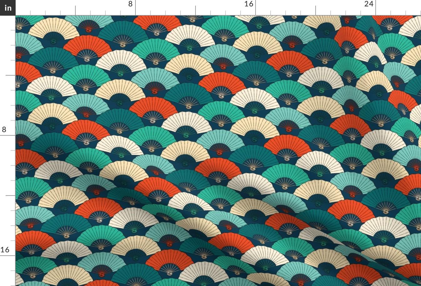 Japanese Fans Fabric - Solid Color Fans by Pinkowlet - Colorful Paper ...