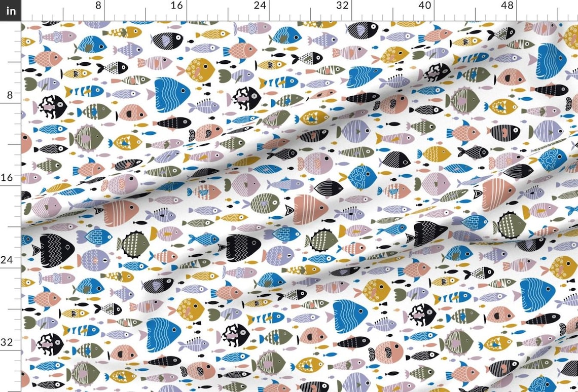 Abstract Fish Fabric - the New Nautical - All the Fish in the Sea by ...