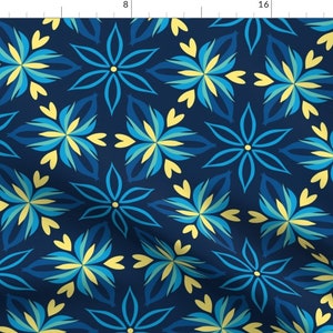 Blue Floral Kaleidoscope Fabric Blue Kaleidoscope by Katerina Kirilova ...