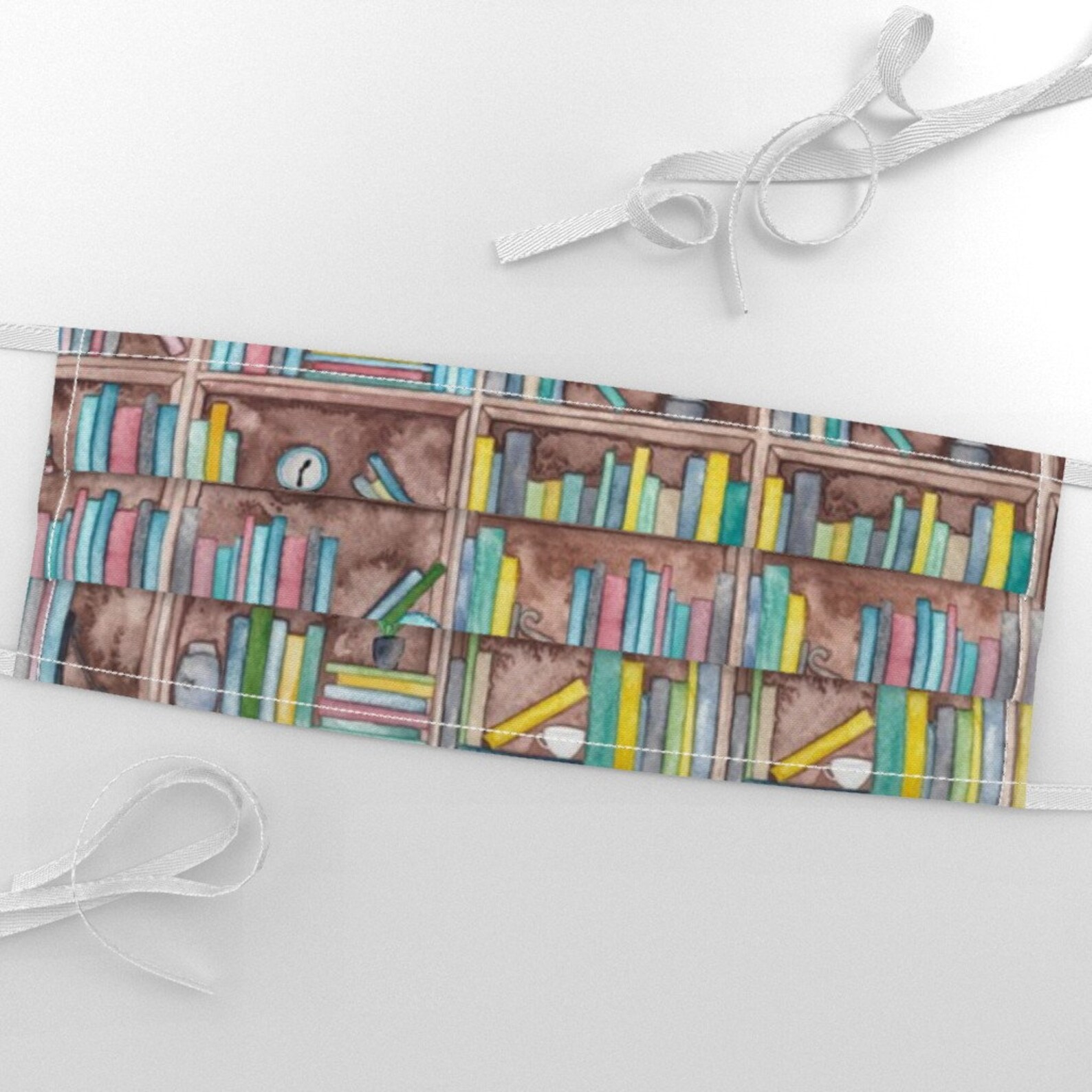 Library Books Fabric Watercolour Bookshelf by Elena - Etsy