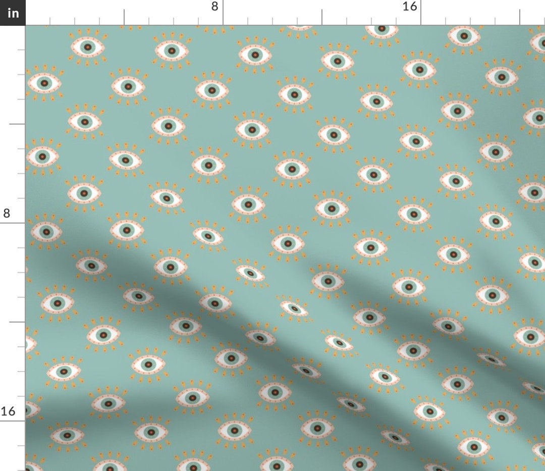 Aqua Evil Eye Fabric Evil Eye by Carey_copeland Nazar Mint Green Small ...