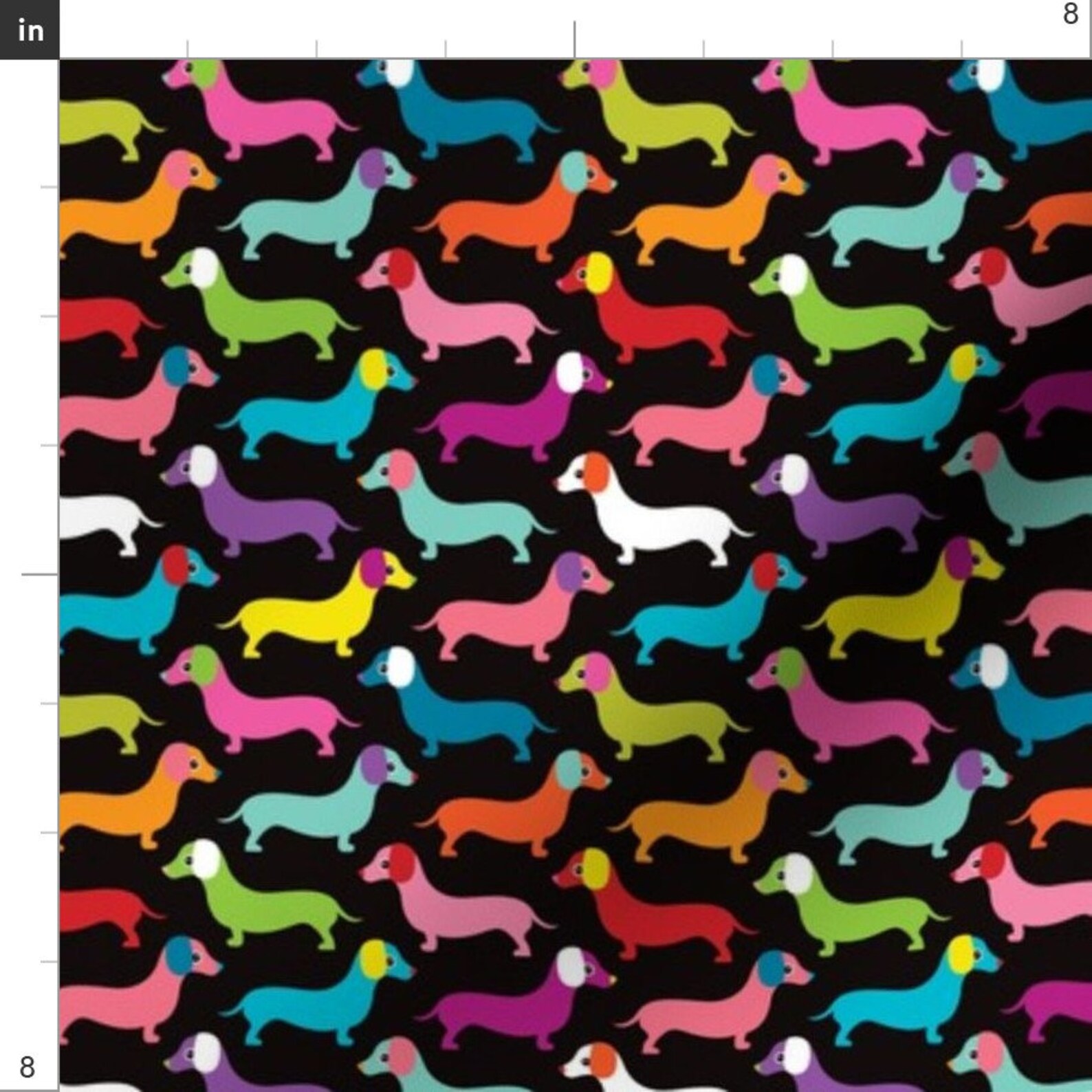 Retro Fabric Retro Dogs Dachshund Illustration Pattern by - Etsy
