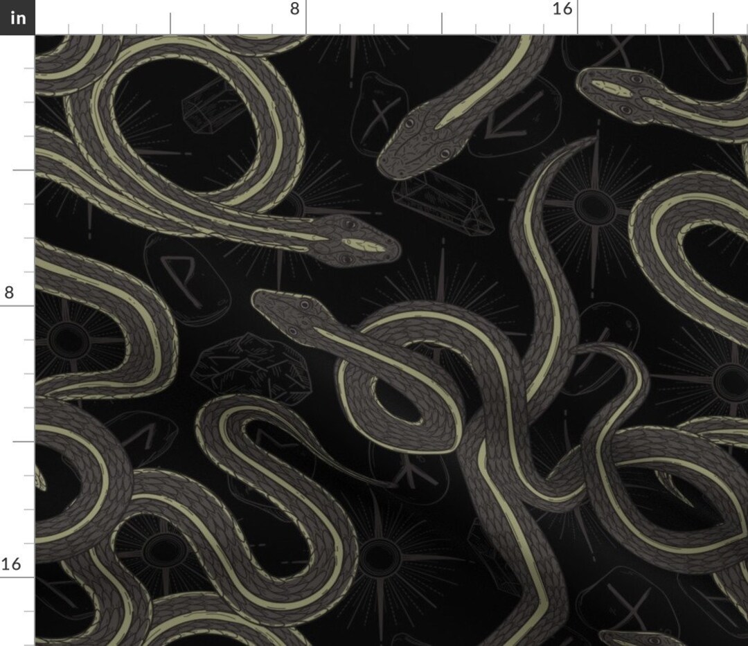Gothic Snake Fabric Snakes and Runes by Samposnick Whimsigoth Spooky ...