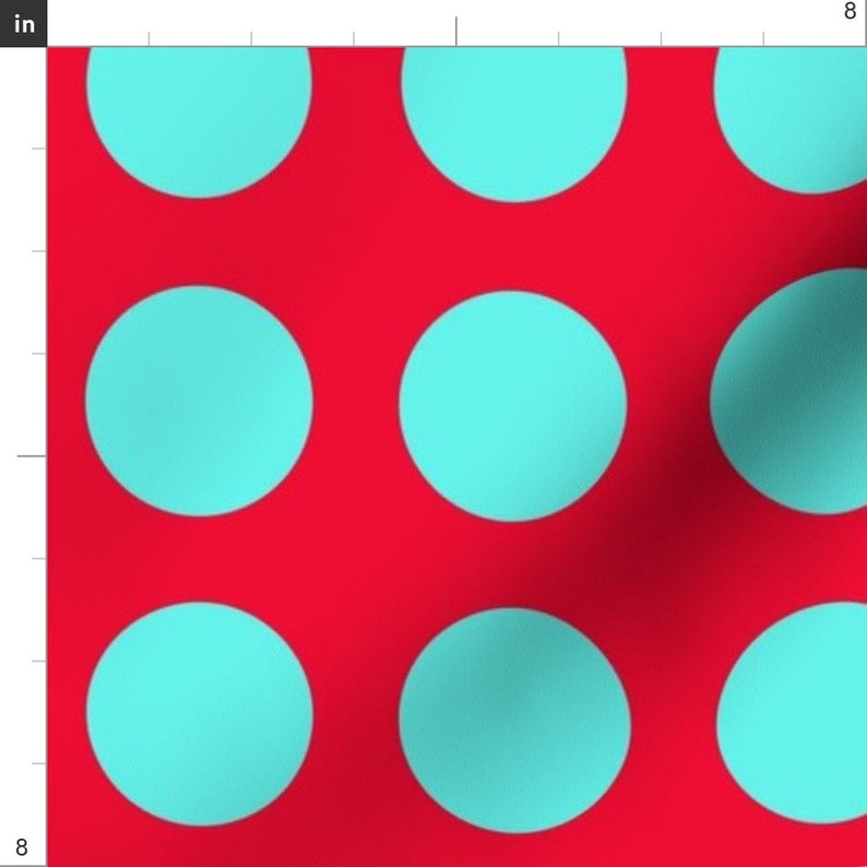 Polka Dots Fabric Turquoise and Red Dots by Pumpkintreelane - Etsy