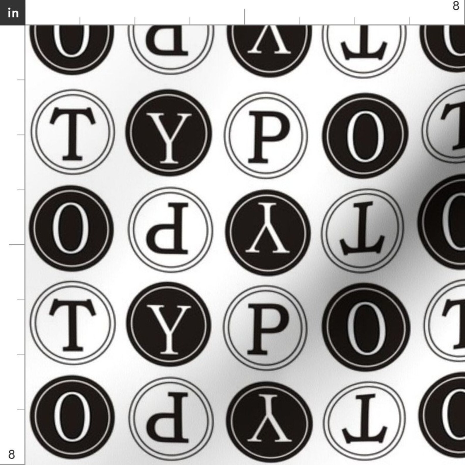 Typo Fabric Typo By Pennyroyal Black and White Vintage - Etsy.de