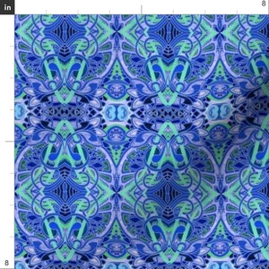 Blue Abstract Fabric Midnight Damask by Edsel2084 Diamond - Etsy