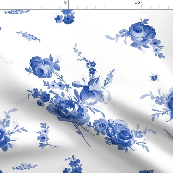 Blue Roses Fabric - Etsy