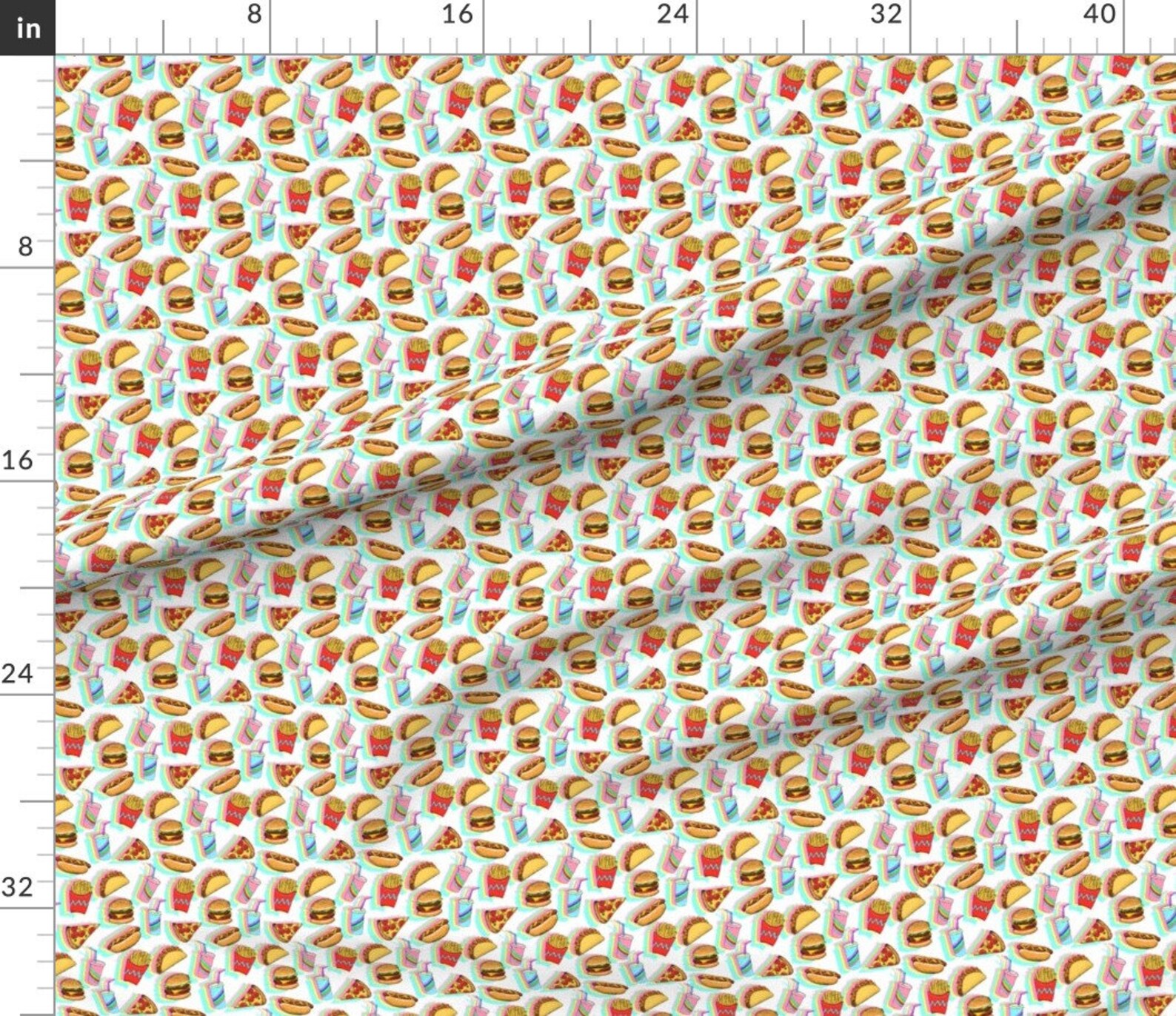 Fast Food Fabric Painted Rainbow Fast Food on White Small | Etsy