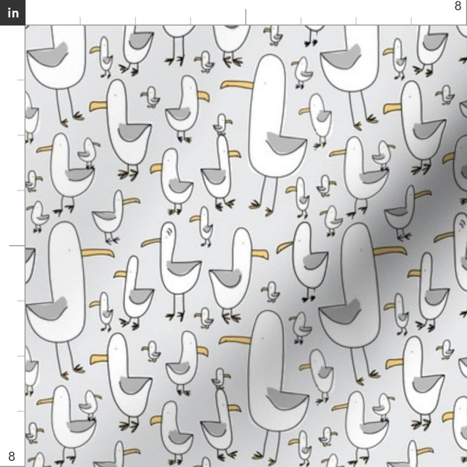 Seagull Fabric Gulls light Grey Gull Grey by - Etsy UK