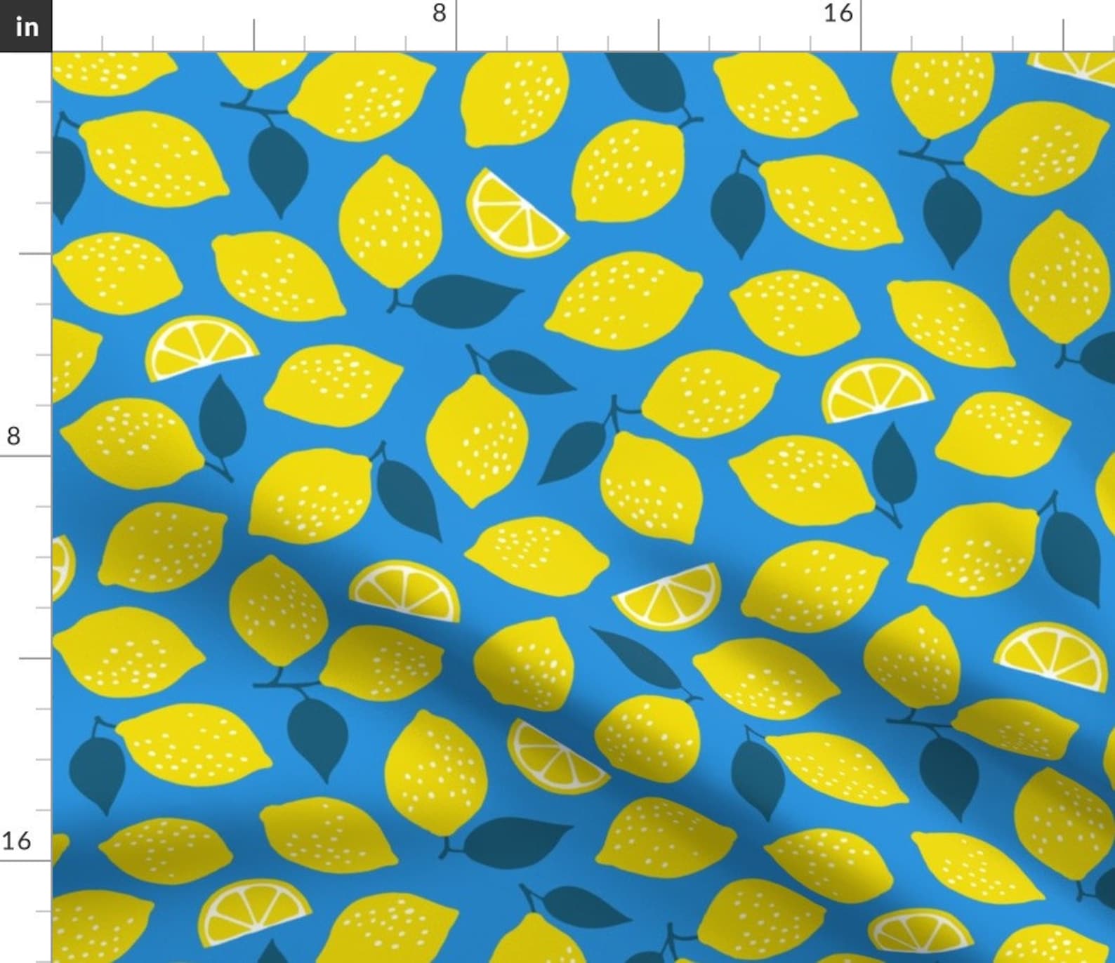 Lemon Fabric Summer Lemons Blue large by Heleen Vd Thillart Lemon ...