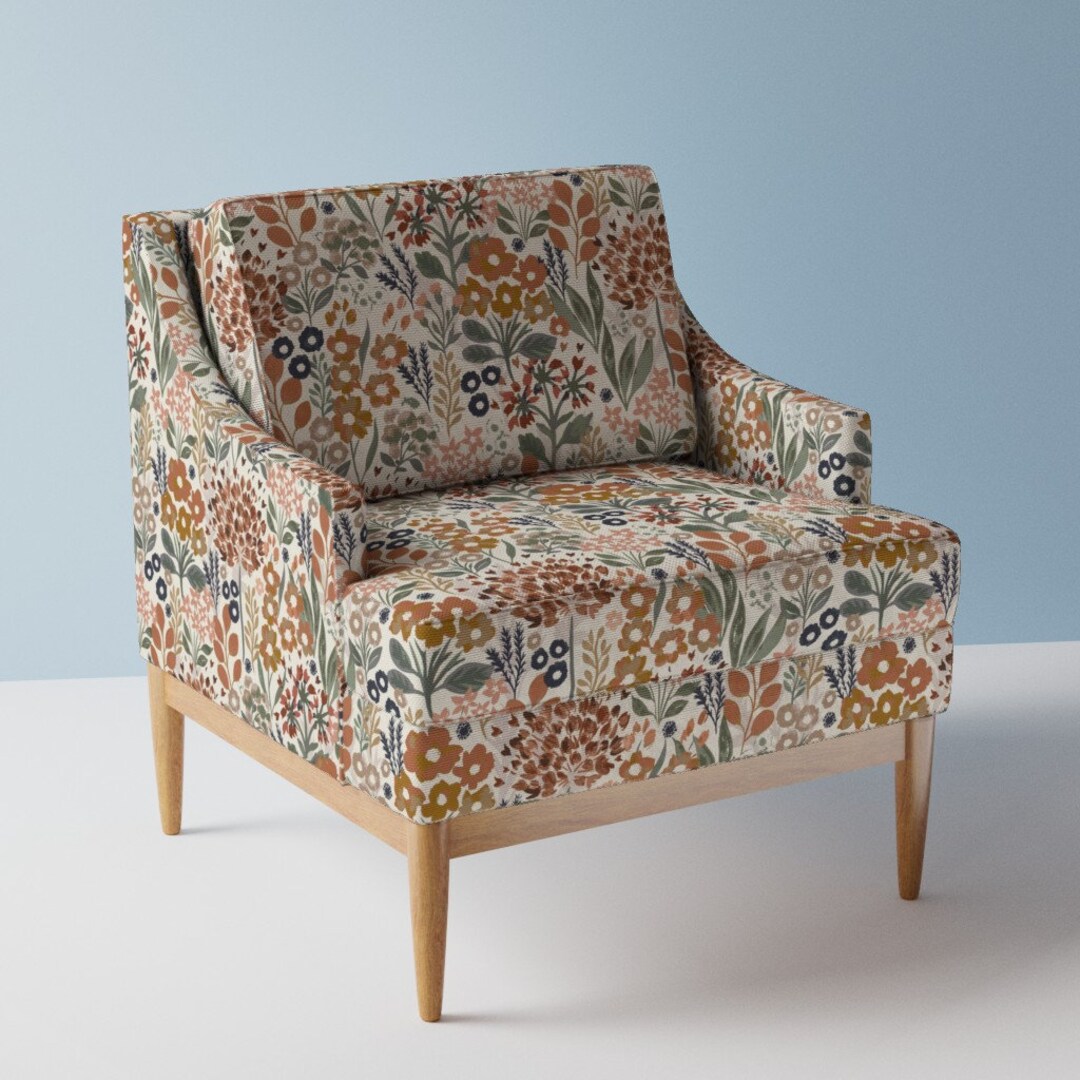 Terra Cotta Floral Upholstery Fabric Neutral Botanical Garden - Etsy