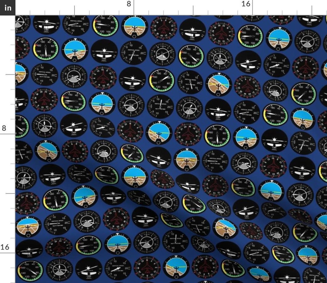 Aviation Fabric Flight Deck navy Deep Blue Airplane Dials Pilot Fly Air ...