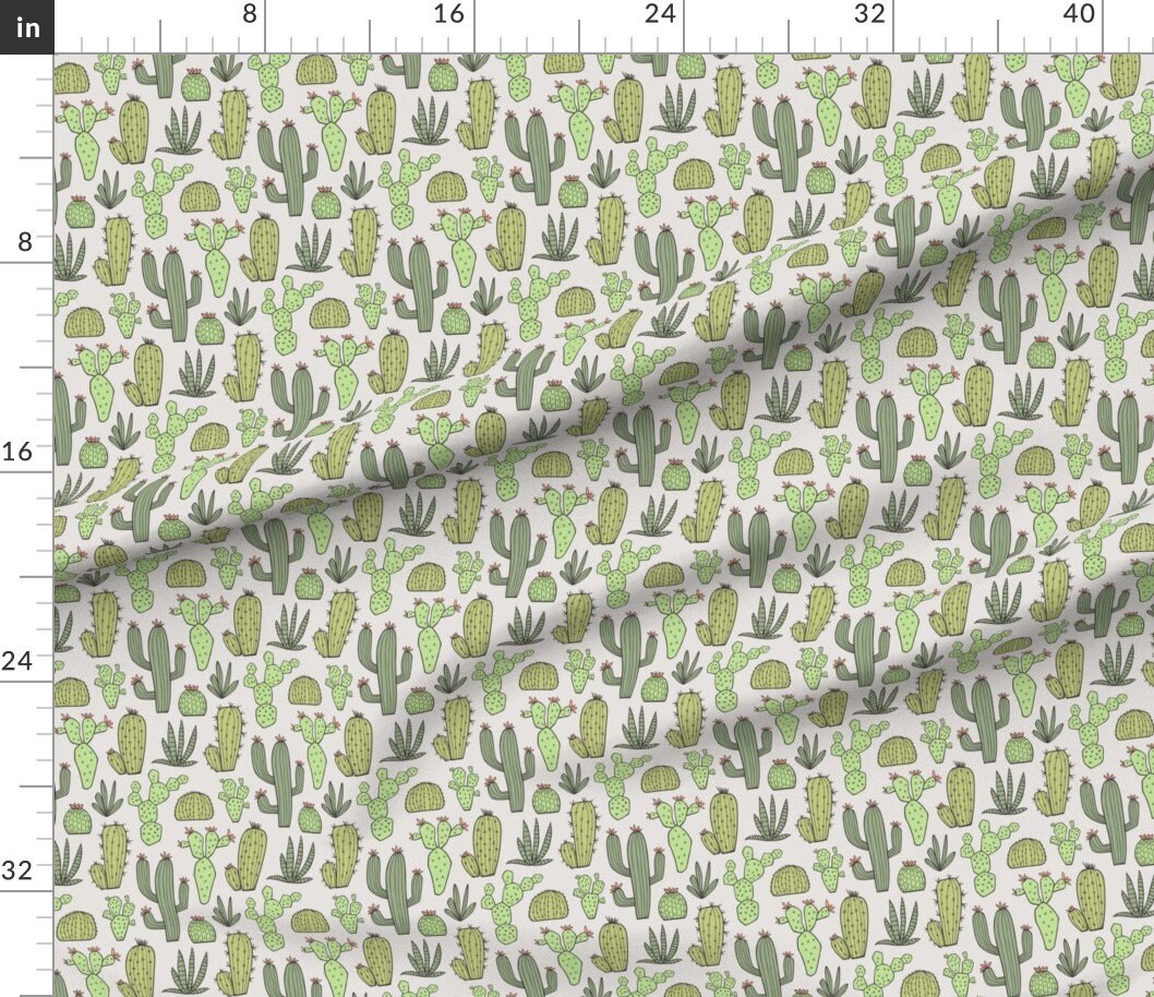Cactus Fabric Cacti Cactus in Green by Caja Design Cactus | Etsy