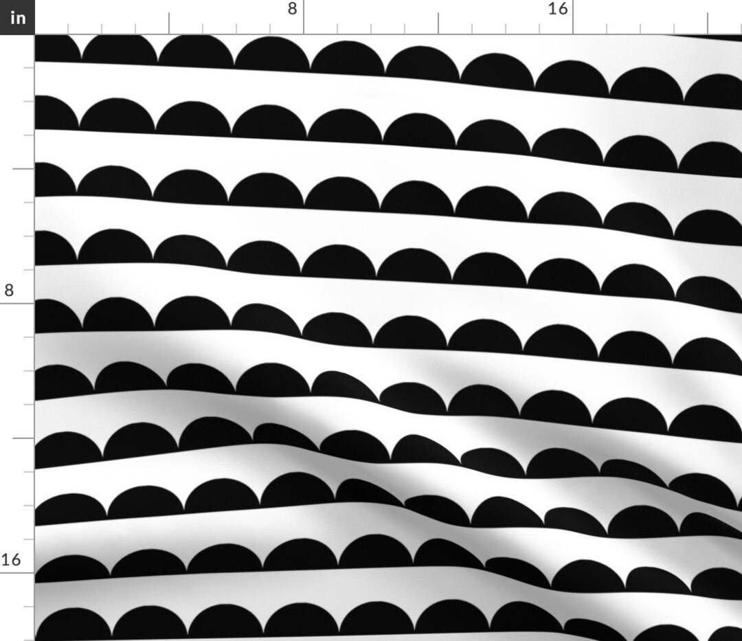 Black Scallop Custom Fabric by Charlotte Winter Cotton - Etsy