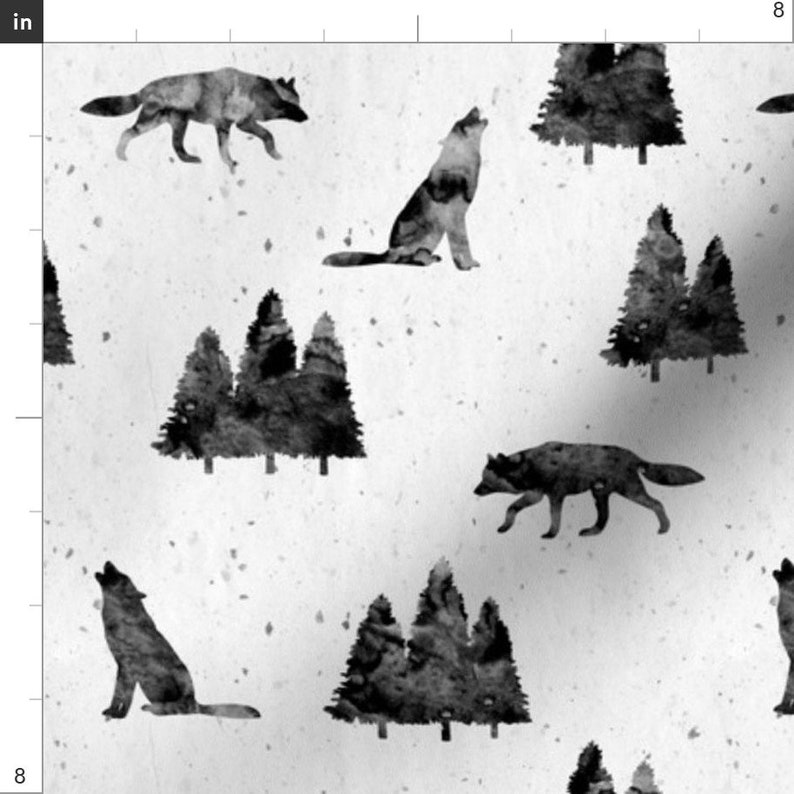 Wolf Wilderness Fabric Wolves by Littlearrowdesign Wolves - Etsy
