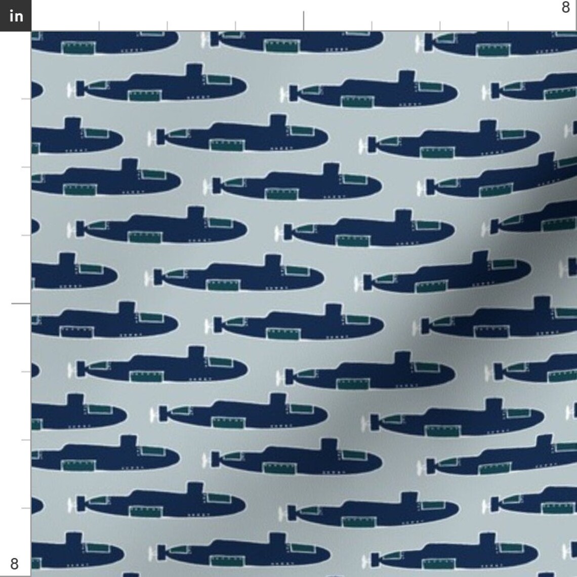 Blue Sumbarines Fabric Blue Submarines by Radianthomestudio - Etsy