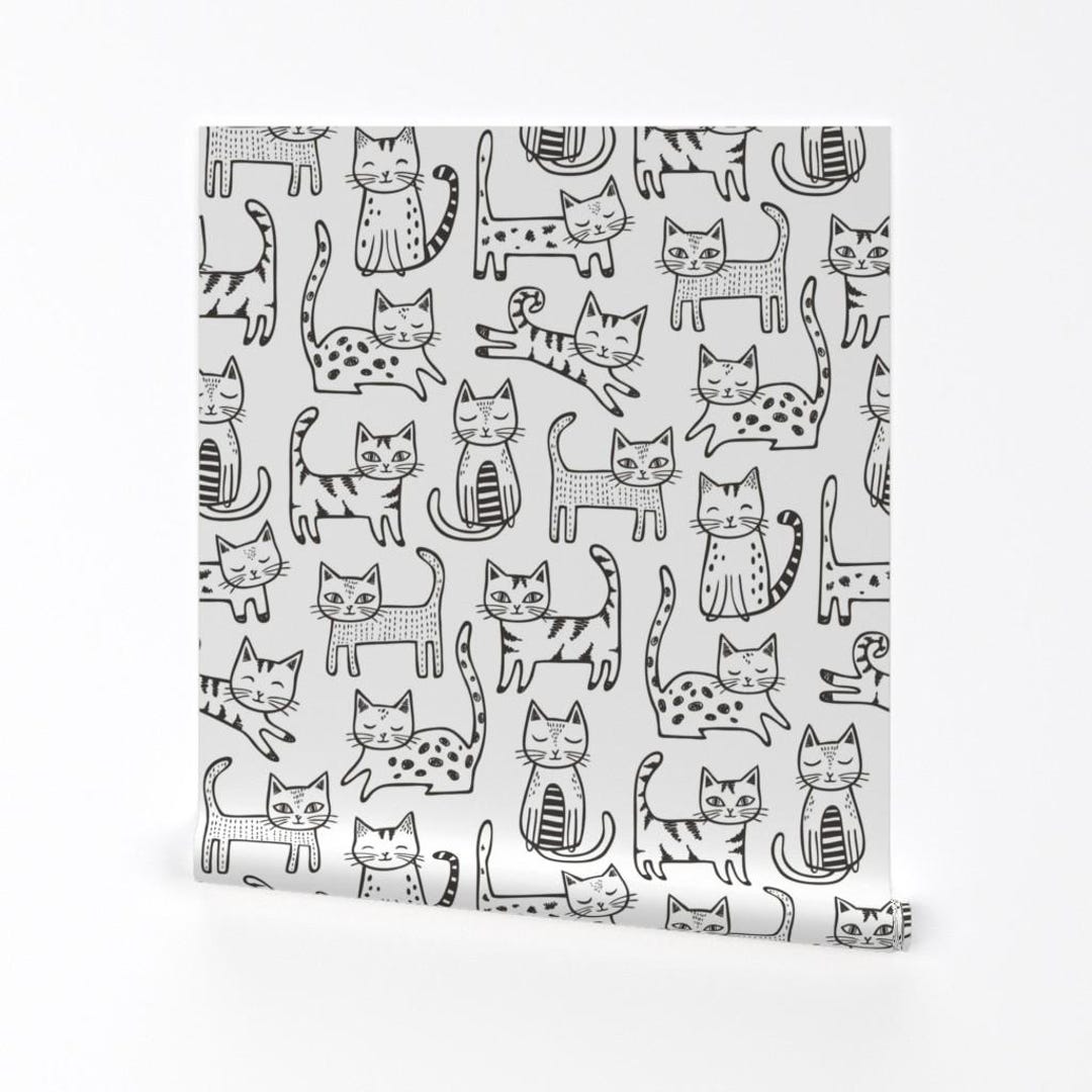 Kitten Wallpaper - Cats With Stripes Blackwhite Larger by Caja Design ...