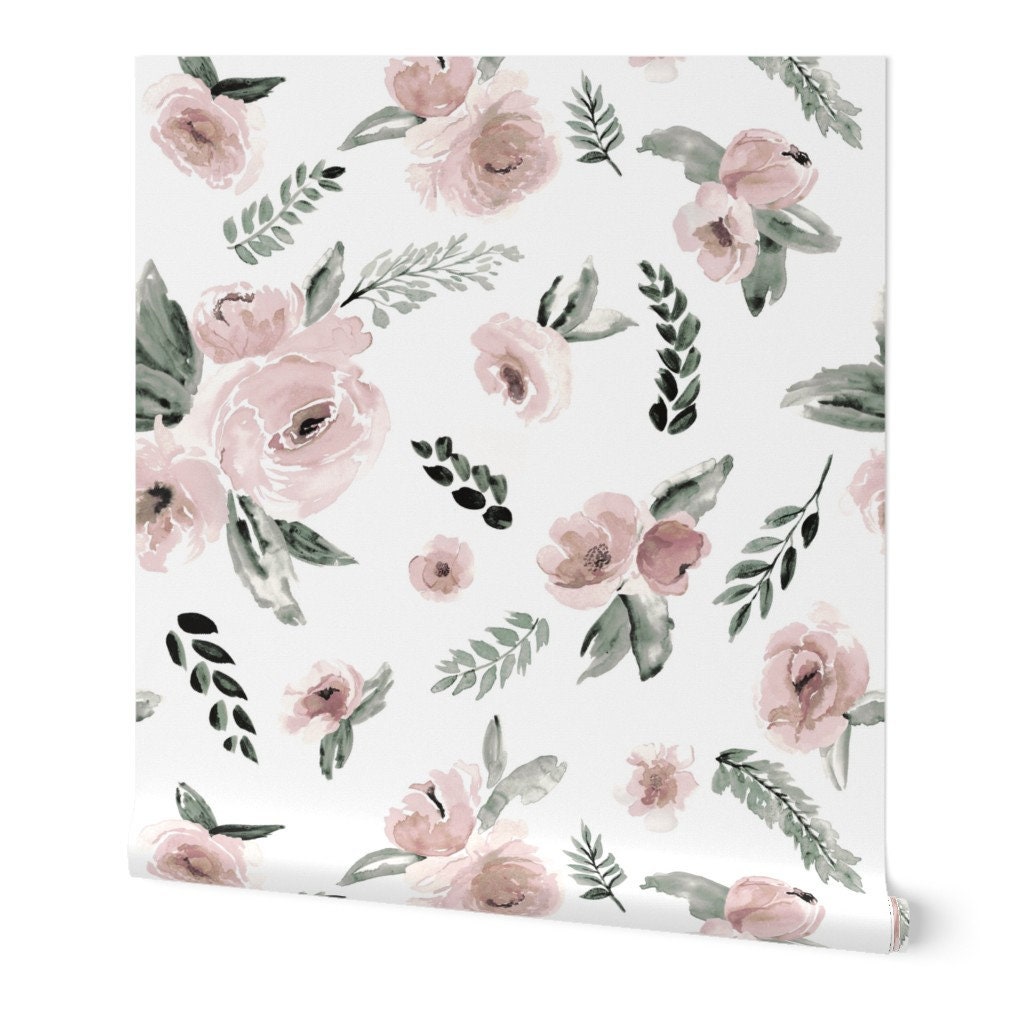 Blush Floral Wallpaper Blushfloral by Northeighty Blush | Etsy