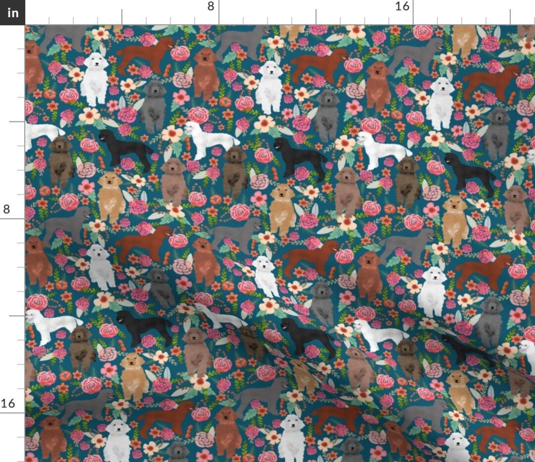 Poodles Fabric Poodles Cute Florals for Dog Lovers Poodle Owners by ...