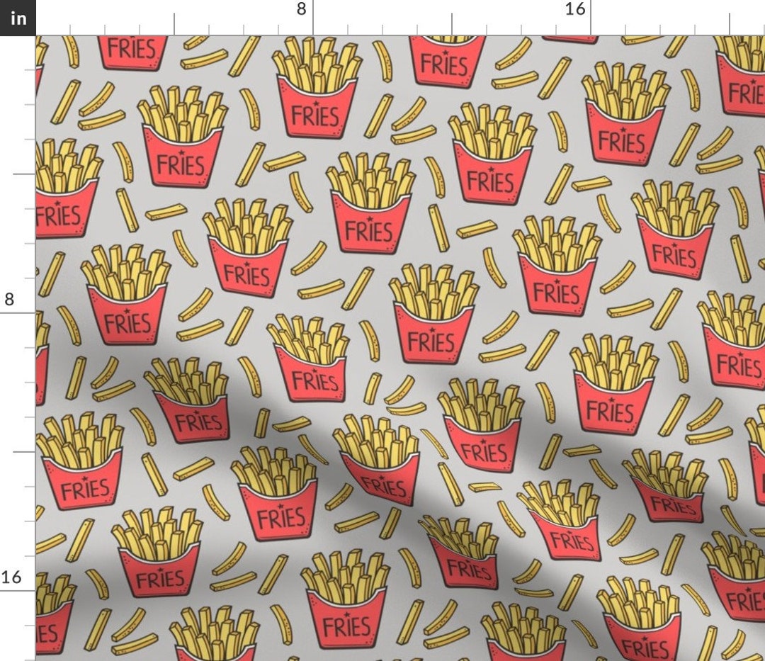 Fries Fabric French Fries Fast Food Red on Light Gray by - Etsy