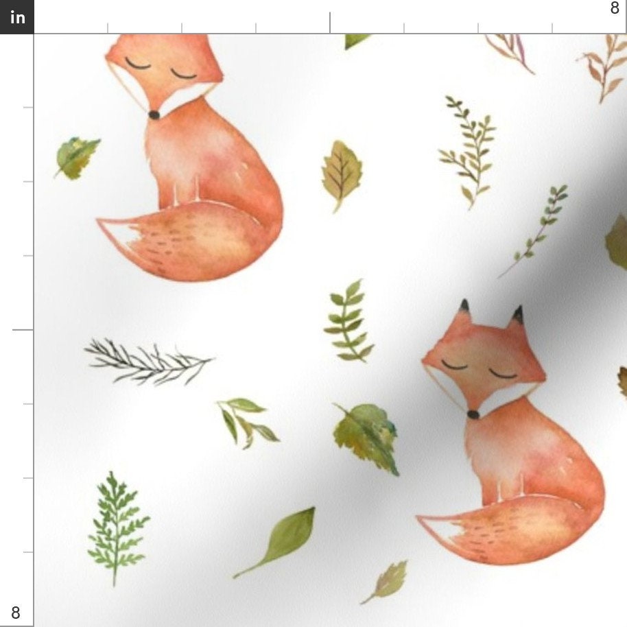 Fabric Woodland Fall Fox by Hipkiddesigns Forest Watercolor | Etsy