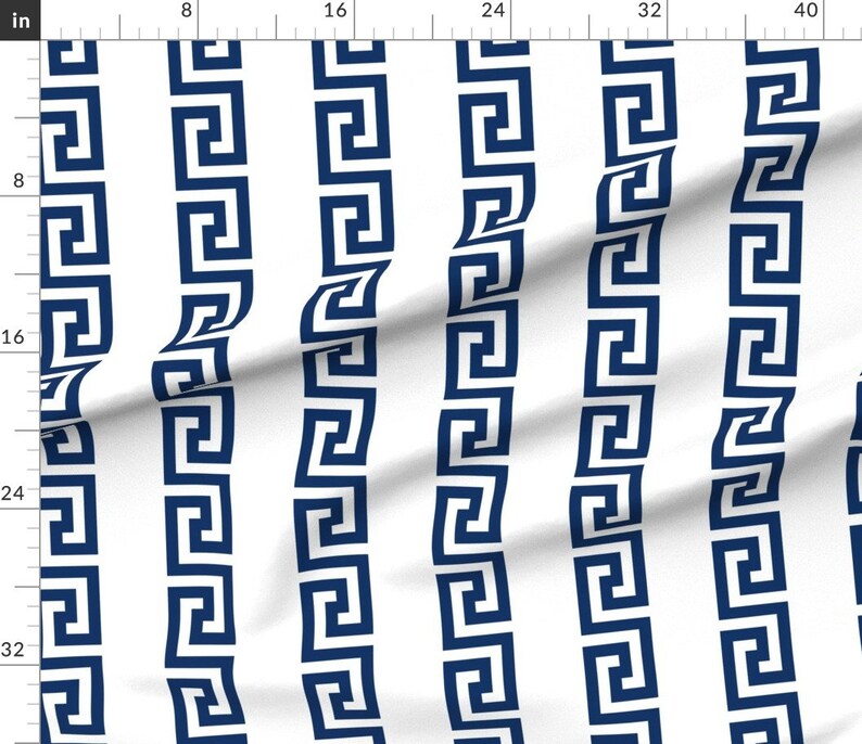 Greek Key Fabric Greek Key Stripe Navy by Danika Herrick - Etsy