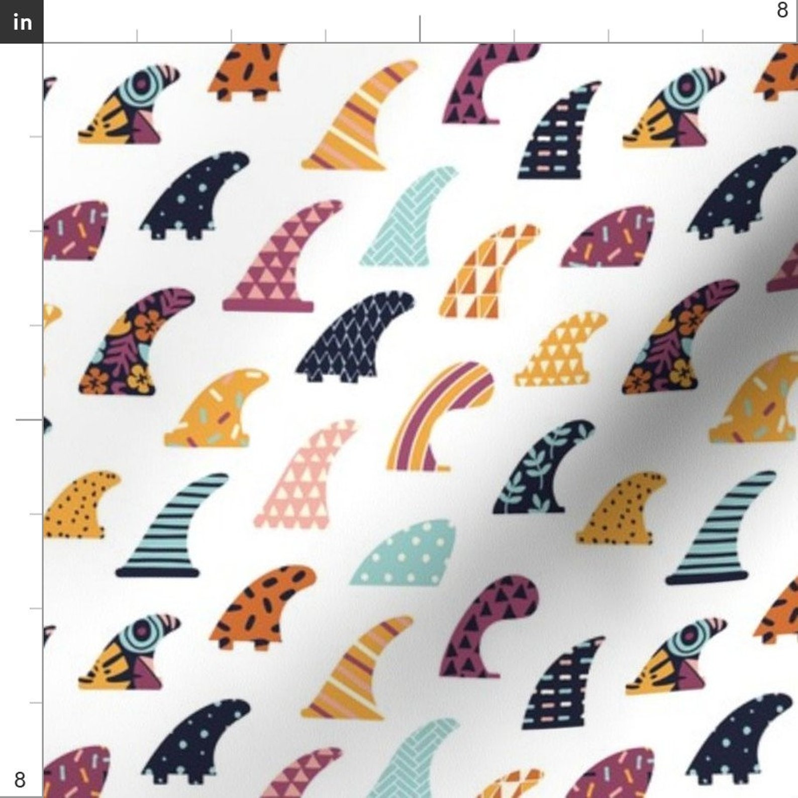 Surfing Fin Fabric Surfing Fin by Tasiania Abstract - Etsy
