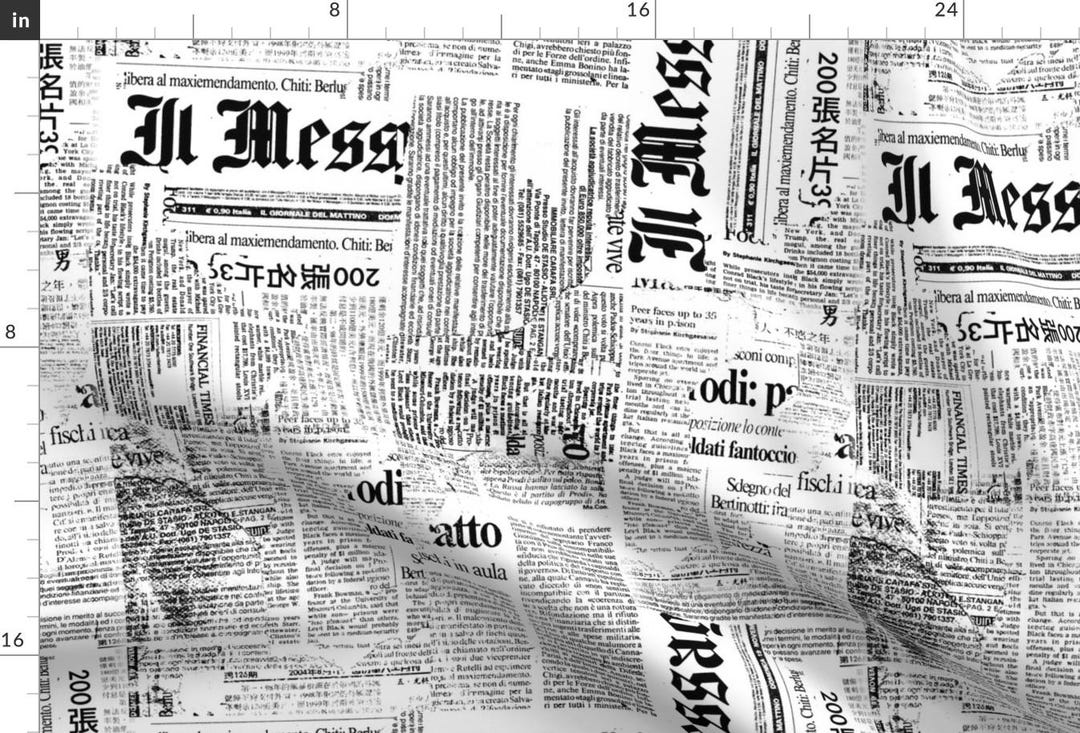 Black Fabric - Grunge Newspaper by Andrea Haase Design - Black White ...
