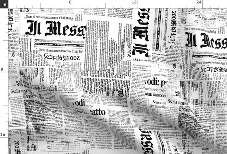 Black Fabric - Grunge Newspaper by Andrea Haase Design - Black White ...