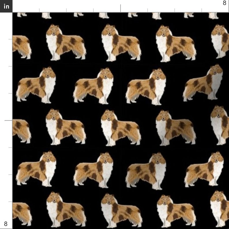 Rough Collie Fabric Dog Cute Print Pattern Black for Sewing - Etsy