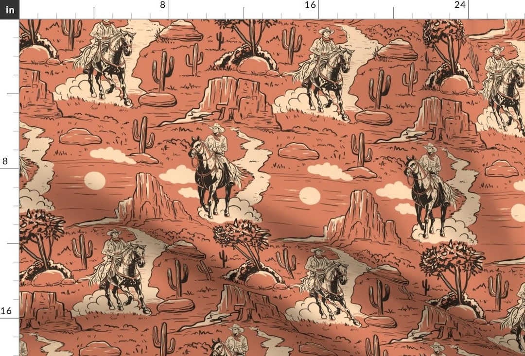 Retro Western Fabric - Western Toile by Whimsical_brush - Vintage ...