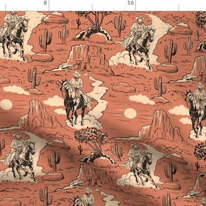 Retro Western Fabric Western Toile by Whimsical_brush Vintage Cowboy ...