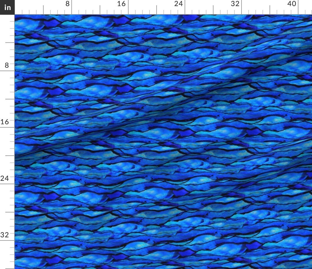 Ocean Ripple Fabric Ocean Ripple by Poetryqn Watercolor - Etsy