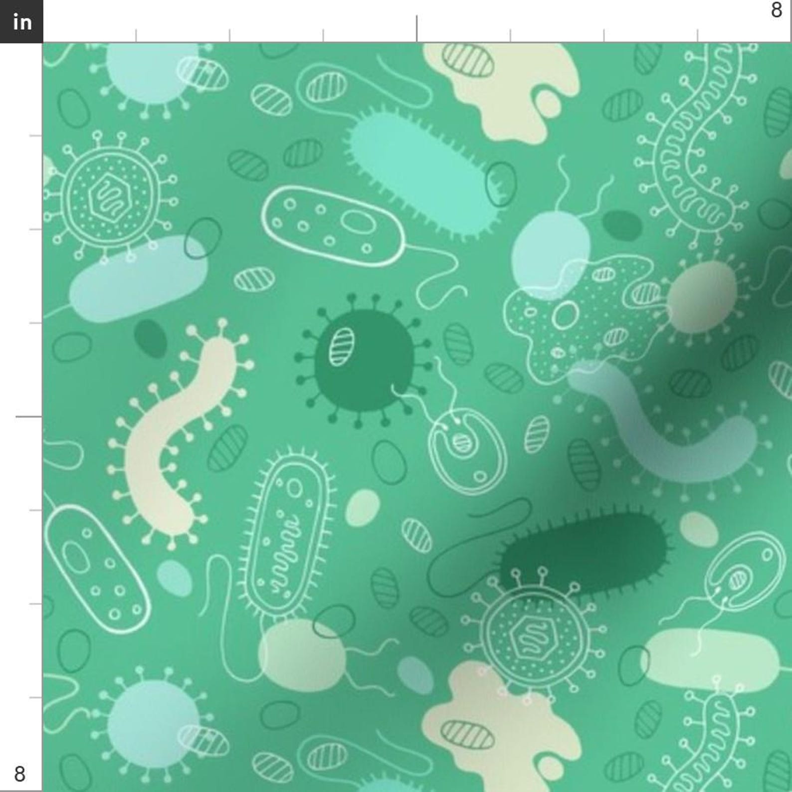 Microorganism Fabric - Microorganisms - Green by Hazel Fisher Creations ...
