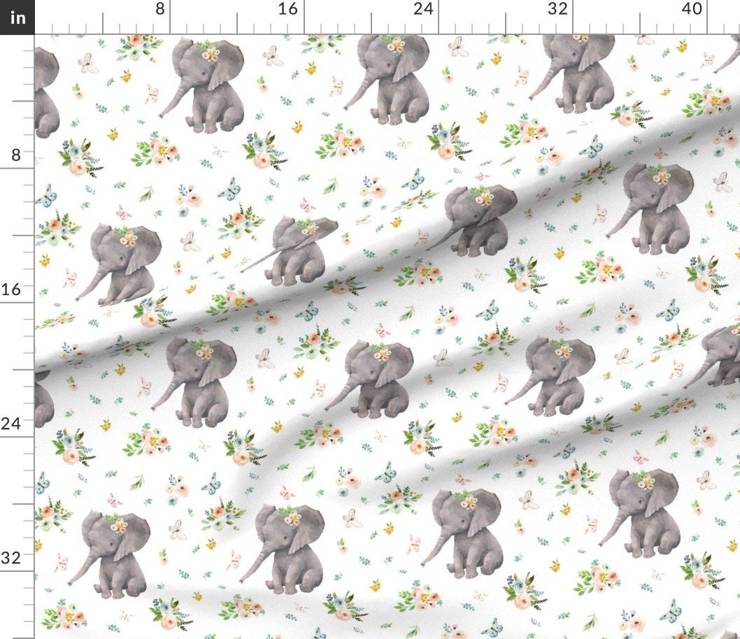 Baby Girl Fabric Spring Time Baby Elephant By Shopcabin | Etsy