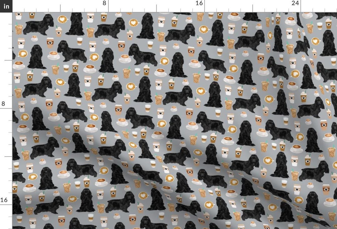 Cute Coffee Dog Fabric - Cocker Spaniel by Petfriendly - Cocker Spaniel ...