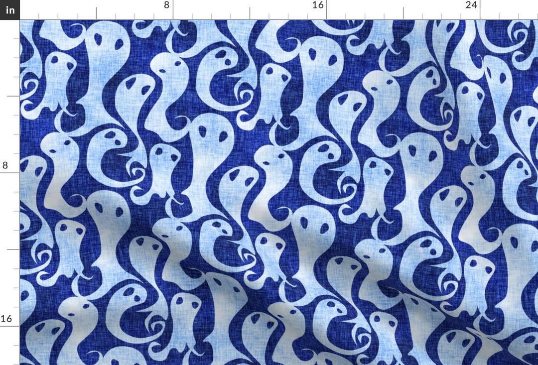 Blue Ghosts Fabric - Ghosts - Blue by Thecalvarium - Ghost Watercolor ...