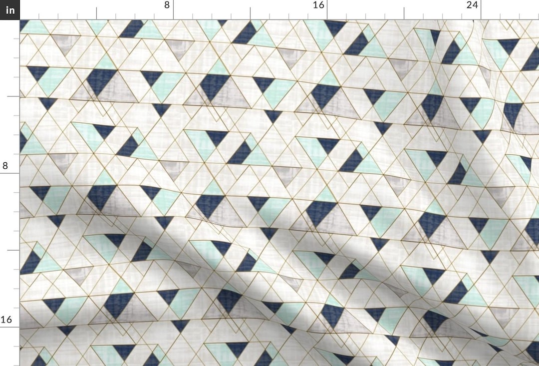 Geo Fabric - Mod Triangles Navy Mint - Medium by Crystal Walen ...