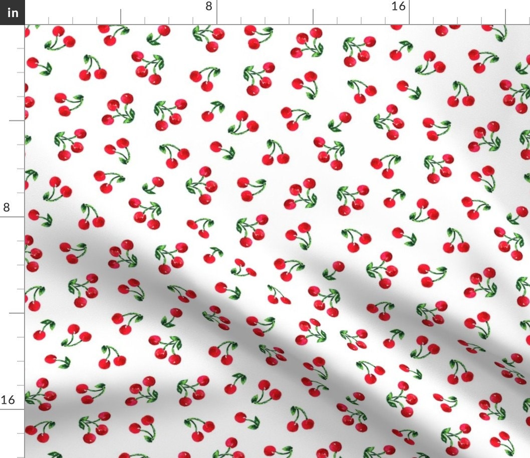 Retro Cherries Fabric Cherry Picnic By Ileneavery Retro | Etsy